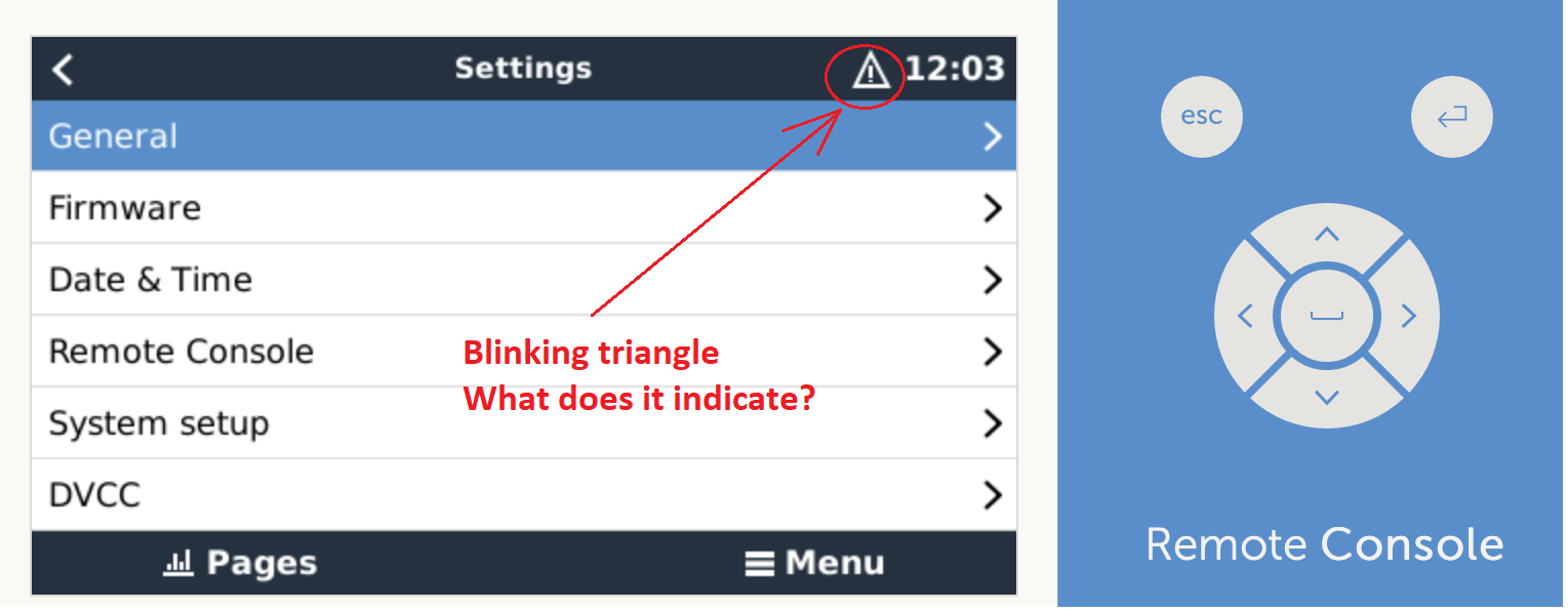 Color Control - Blinking triangle - VictronEnergy